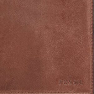 Fossil Men's Derrick Leather RFID-Blocking Bifold with Coin Pocket Wallet, Brown, (Model: ML3687200)