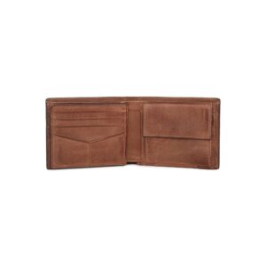 Fossil Men's Derrick Leather RFID-Blocking Bifold with Coin Pocket Wallet, Brown, (Model: ML3687200)