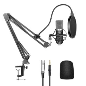 neewer nw-700 professional studio broadcasting recording condenser microphone & nw-35 adjustable recording microphone suspension scissor arm stand with shock mount and mounting clamp kit