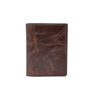 fossil men's international combination wallet, derrick dark brown, one size