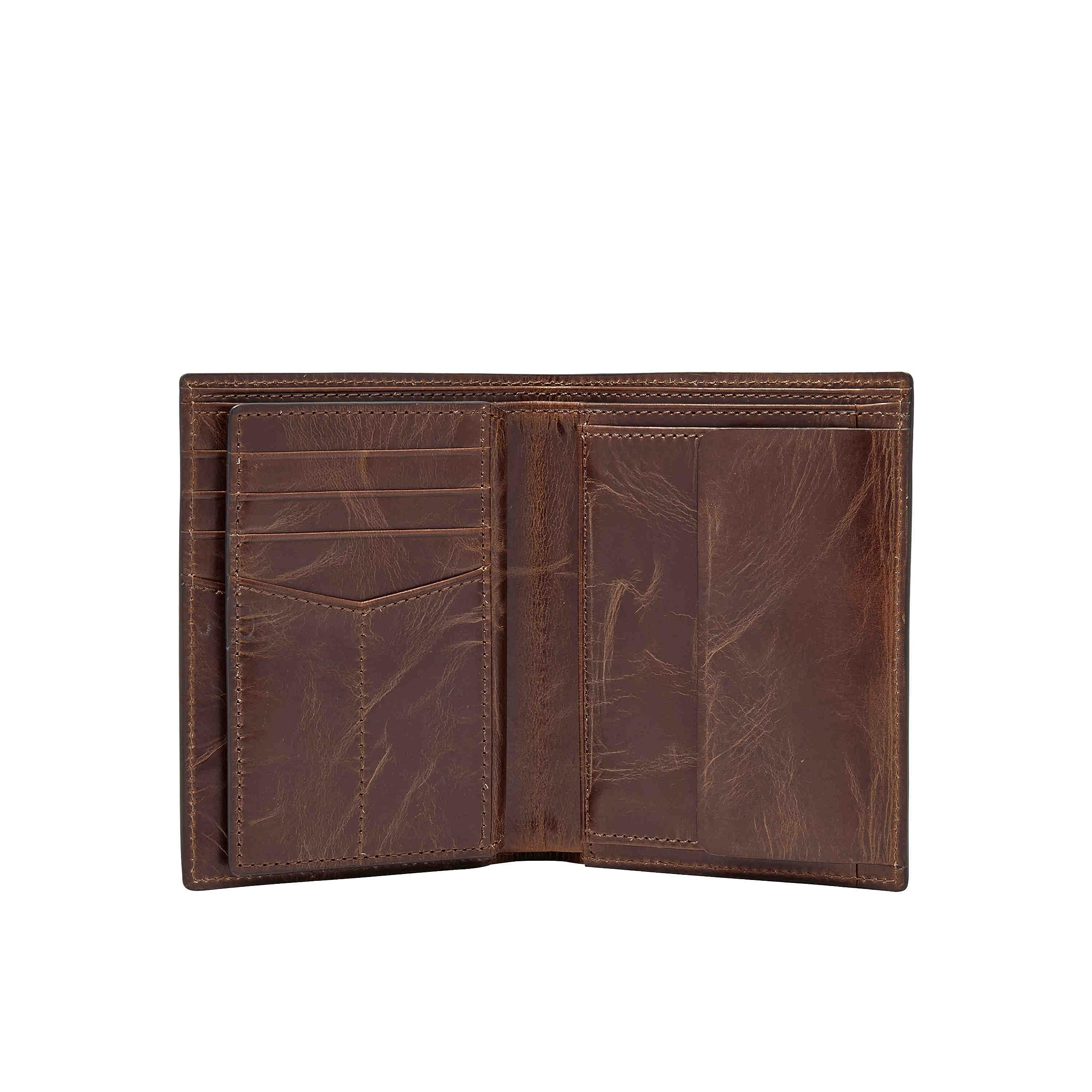 Fossil Men's International Combination Wallet, Derrick Dark Brown, One Size