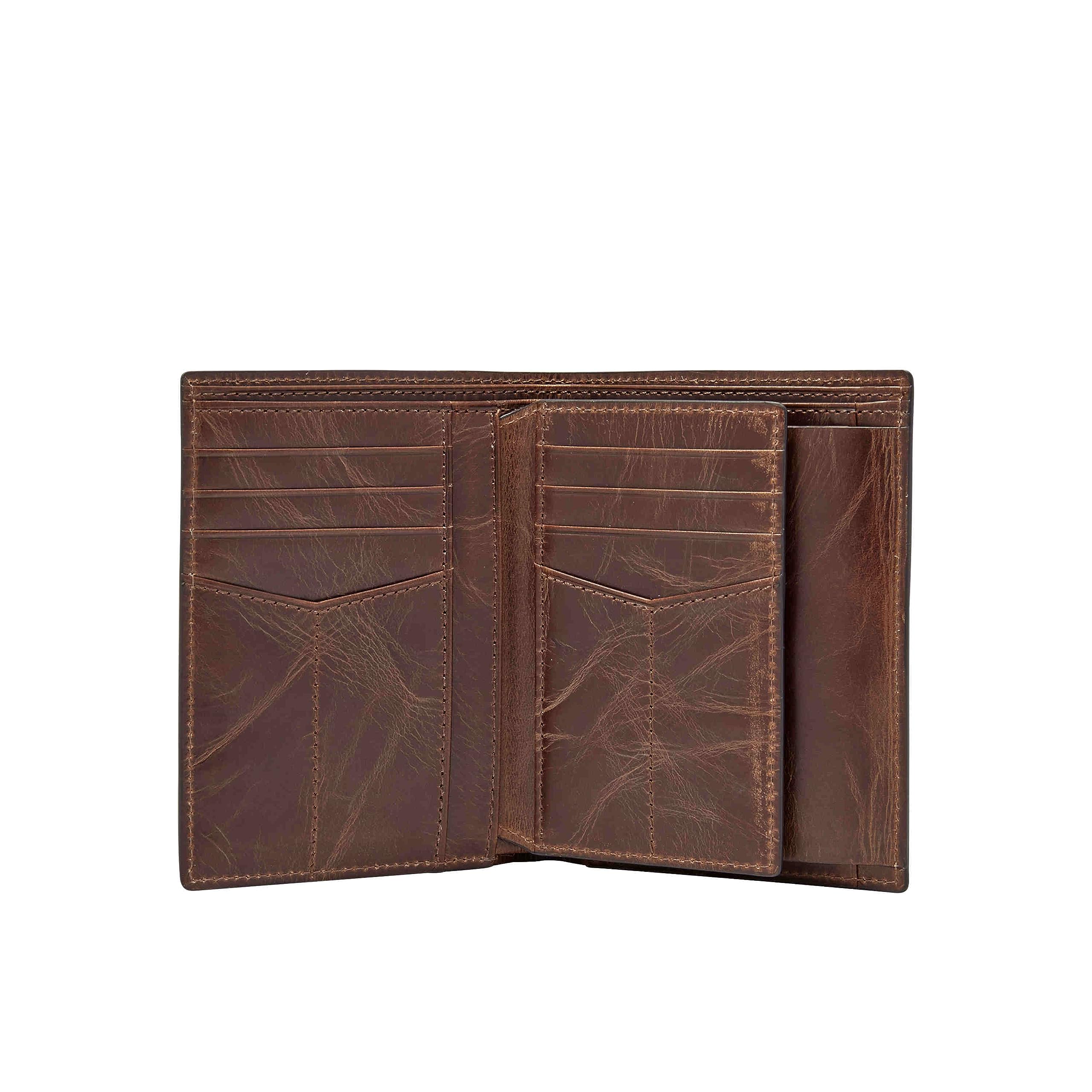 Fossil Men's International Combination Wallet, Derrick Dark Brown, One Size