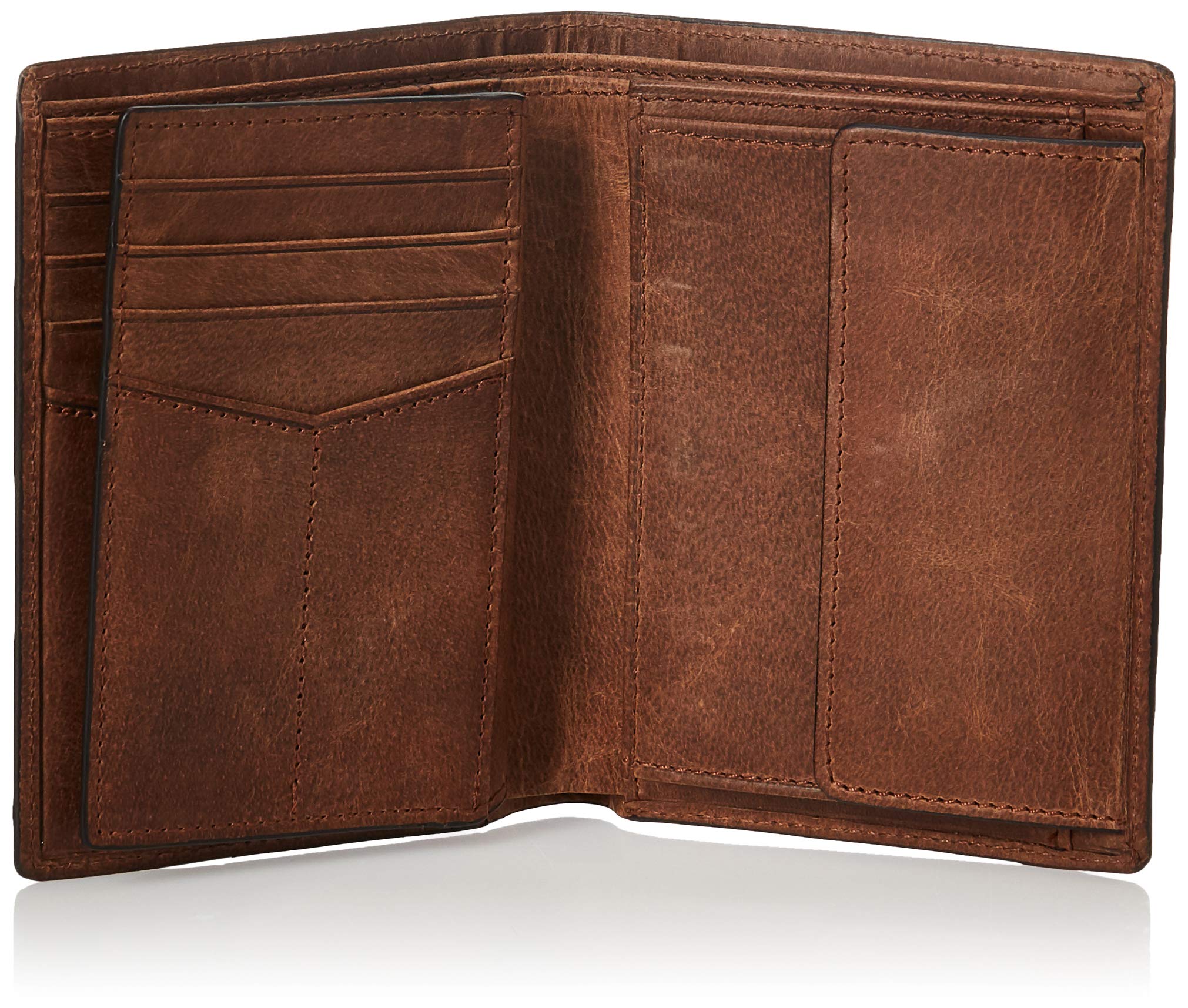 Fossil Men's Derrick Leather RFID-Blocking Large Capacity International Combination Bifold Wallet, Brown