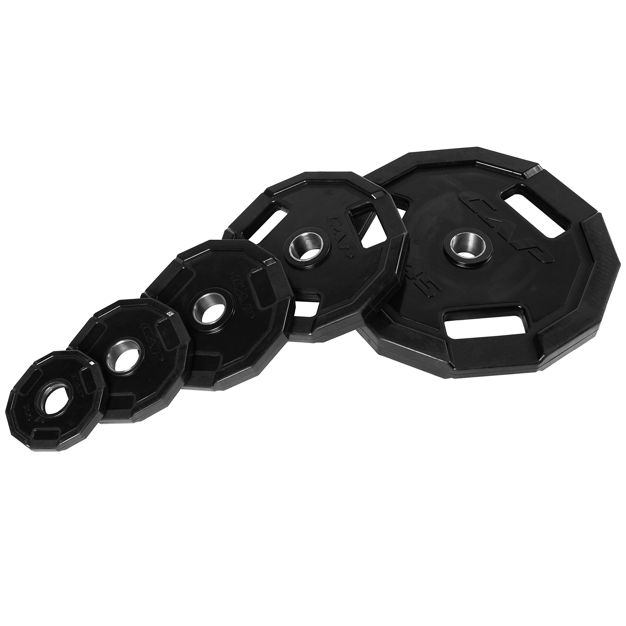 CAP Barbell 12-Sided Rubber Olympic Grip Weight Plates, Black, Single, 5 Pound