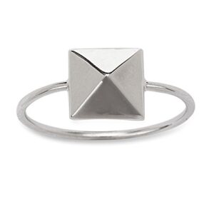 beaux bijoux sterling silver dainty pyramid style square ring (size 7)