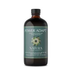 natura health products power adapt supplement - deep adrenal and endocrine support - featuring ashwagandha, ginseng, rhodiola rosea root ext. and cordyceps (16 fluid oz)