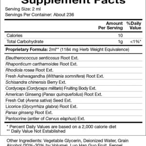 Natura Health Products Power Adapt Supplement - Deep Adrenal and Endocrine Support - Featuring Ashwagandha, Ginseng, Rhodiola Rosea Root Ext. and Cordyceps (16 fluid oz)