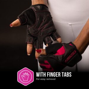 Contraband Pink Label 5137 Women's Padded Weight Lifting and Rowing Gloves w/Grip-Lock Padding (Pair) - Machine Washable Fingerless Workout Gloves Designed Specifically for Women (Pink, Small)