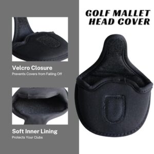 Pacific Golf Clubs Black Golf Putter Headcover Standard Size Neoprene Club Head Cover Perfect for Mallet Putters Fits Most 2 Ball Putters Clubs