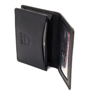 Alpine Swiss Classic Leather Business Card Wallet with ID Window - Expandable pocket - Thin Slim Billfold Credit Card Case