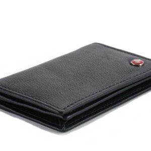 Alpine Swiss Classic Leather Business Card Wallet with ID Window - Expandable pocket - Thin Slim Billfold Credit Card Case