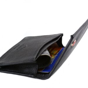 Alpine Swiss Classic Leather Business Card Wallet with ID Window - Expandable pocket - Thin Slim Billfold Credit Card Case