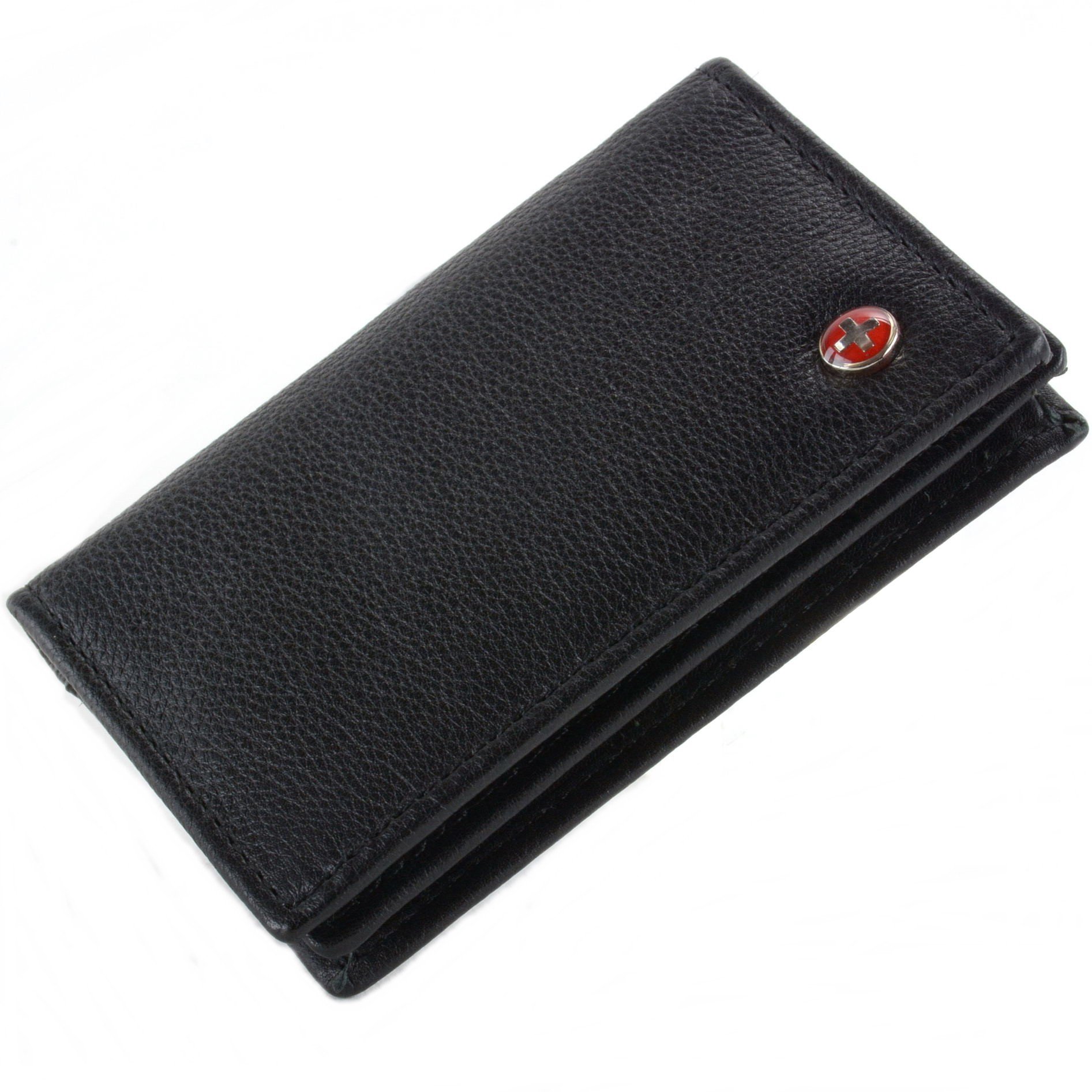 Alpine Swiss Classic Leather Business Card Wallet with ID Window - Expandable pocket - Thin Slim Billfold Credit Card Case