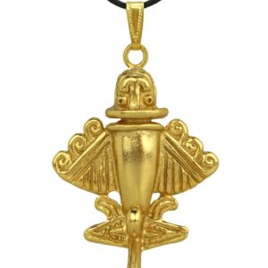 Across The Puddle, Ancient Golden Jet-9 Pendant Necklace | 24k GP Golden Flyer | Pre-Columbian Quimbaya Airplane Jet | Ancient Aircraft | Ancient Astronauts | Original Golden Jets Collection