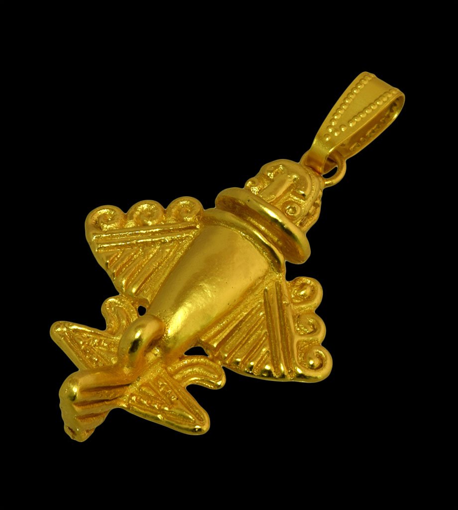 Across The Puddle, Ancient Golden Jet-9 Pendant Necklace | 24k GP Golden Flyer | Pre-Columbian Quimbaya Airplane Jet | Ancient Aircraft | Ancient Astronauts | Original Golden Jets Collection