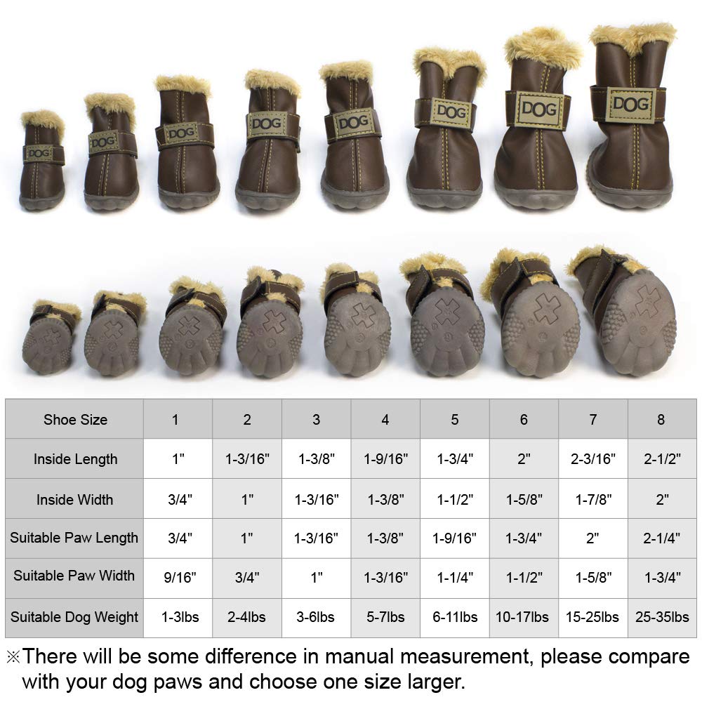 WINSOON Dog Australia Boots Pet Antiskid Shoes Winter Warm Skidproof Sneakers Paw Protectors 4-pcs Set (Size 5, Dark Brown)