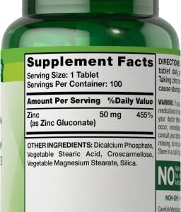 Nature's Truth Zinc 50 mg Chelated Supplements, 100 Count, Pack of 3