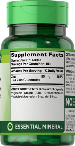 Nature's Truth Zinc 50 mg Chelated Supplements, 100 Count, Pack of 3