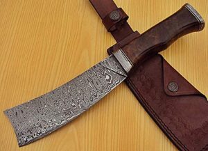 cp-35 custom handmade damascus steel 12.00 inches cleaver style knife - beautiful handle