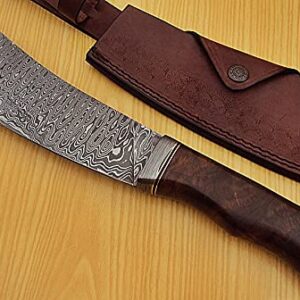 CP-35 Custom Handmade Damascus Steel 12.00 Inches Cleaver style Knife - Beautiful Handle