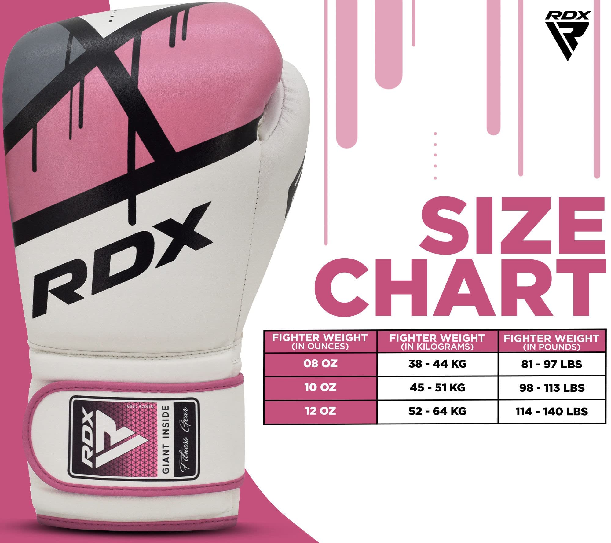 RDX Women Boxing Gloves for Training Muay Thai Maya Hide Leather Ladies Mitts for Fighting, Kickboxing, Sparring EGO Glove for Punch Bag, Focus Pads and Double End Ball Punching