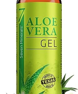 Organic Aloe Vera Gel from freshly cut 100% Pure Aloe - Big 12oz - HighestQuality, Texas grown, Vegan, Unscented - For Face, Skin, Hair, Sunburn relief