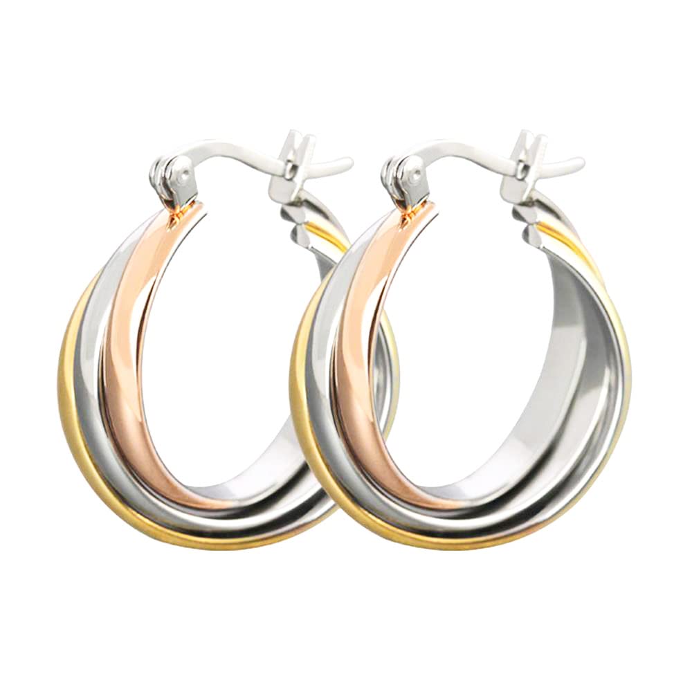 JSEA Stainless Steel Crisscross Hoop Earrings for Sensitive Ears Women