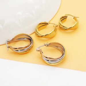 JSEA Stainless Steel Crisscross Hoop Earrings for Sensitive Ears Women