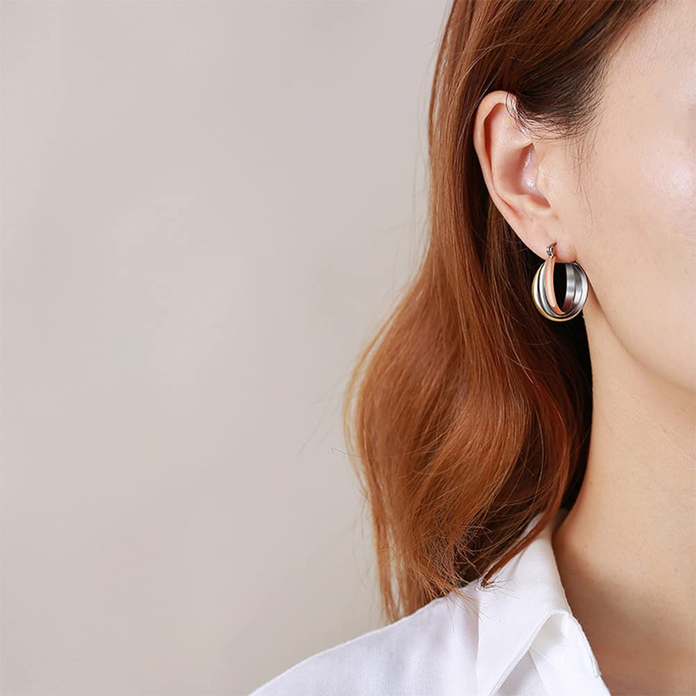 JSEA Stainless Steel Crisscross Hoop Earrings for Sensitive Ears Women