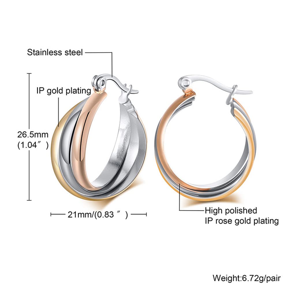 JSEA Stainless Steel Crisscross Hoop Earrings for Sensitive Ears Women