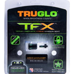 TRUGLO TFX Handgun Sight | Durable Shock-Resistant Compact Brightly Glowing Tritium & Fiber-Optic Xtreme Day/Night Sight, Compatible with Steyr Mannlicher Handguns