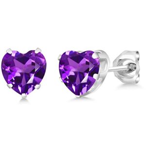 gem stone king 925 sterling silver 6mm heart shape gemstone birthstone stud earrings | heart earrings for women