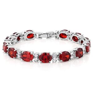 gem stone king 40.00 cttw red color cubic zirconias cz tennis bracelet for women | 7 inch