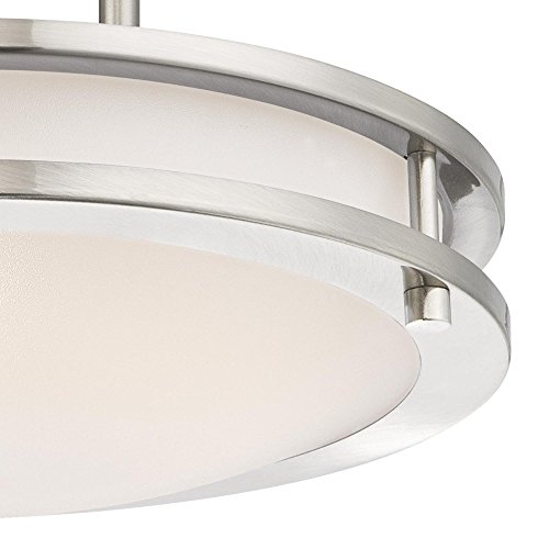 6400900 Lauderdale 11-7/8-Inch Dimmable LED Indoor Semi-Flush Mount Ceiling Fixture, Brushed Nickel Finish with White Acrylic Shade