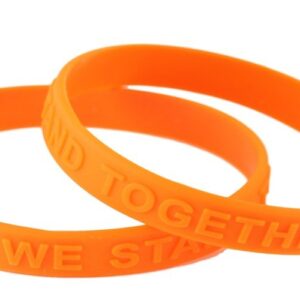 Orange Ribbon Awareness Embossed Silicone Bracelet Adult & Child Combo Pack