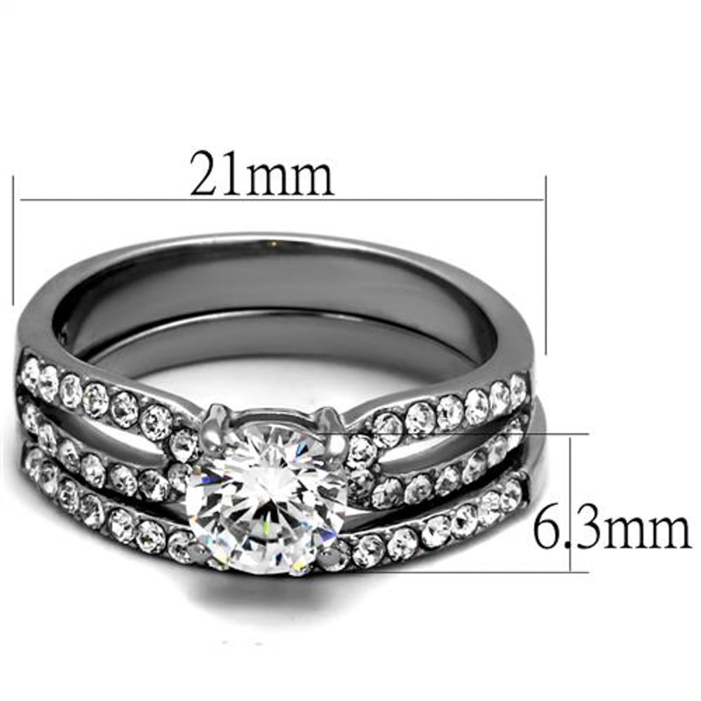 Marimor Jewelry 1.25 Carat Round Cut AAA Cubic Zirconia Stainless Steel Wedding Ring Band Set Women's Size 10