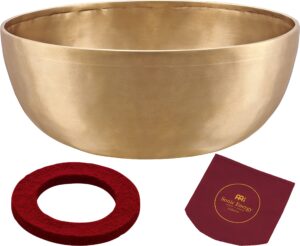 bronze singing bowl with felt ring and cover, energy series — made in india — for meditation, yoga and sound healing therapy, 2-year warranty