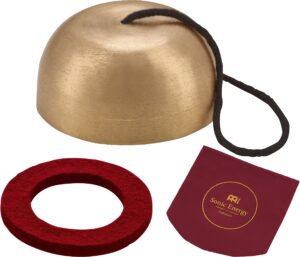 bronze singing bowl with felt ring and cover, cosmos series — made in india — for meditation, yoga and sound healing therapy, 2-year warranty