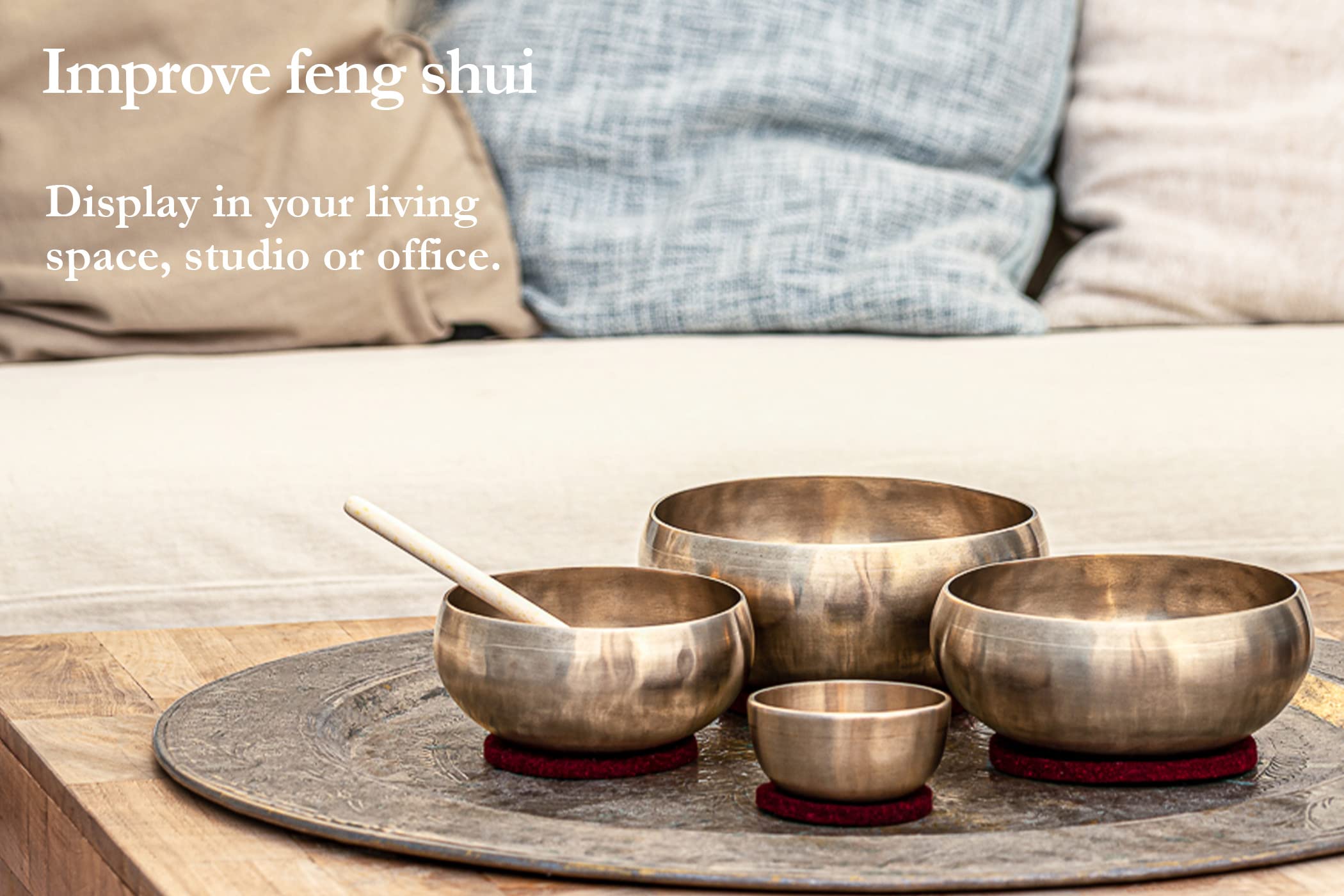 Bronze Singing Bowl with Felt Ring and Cover, Cosmos Series — MADE IN INDIA — For Meditation, Yoga and Sound Healing Therapy, 2-YEAR WARRANTY