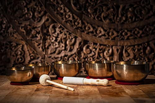 Singing Bowl Resonant Mallet Striker, Leather Finish with Wood Body — Made in India — For Meditation, Sound Healing Therapy and Yoga