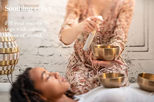 Singing Bowl Resonant Mallet Striker, Leather Finish with Wood Body — Made in India — For Meditation, Sound Healing Therapy and Yoga