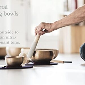 Singing Bowl Resonant Mallet Striker, Leather Finish with Wood Body — Made in India — For Meditation, Sound Healing Therapy and Yoga