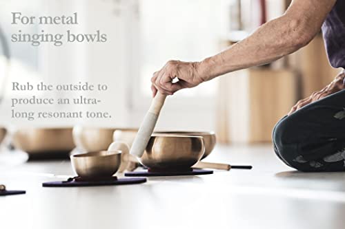 Singing Bowl Resonant Mallet Striker, Leather Finish with Wood Body — Made in India — For Meditation, Sound Healing Therapy and Yoga