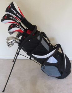 tall mens golf set complete driver, fairway wood, hybrid, irons, putter, stand bag clubs +1" length all graphite