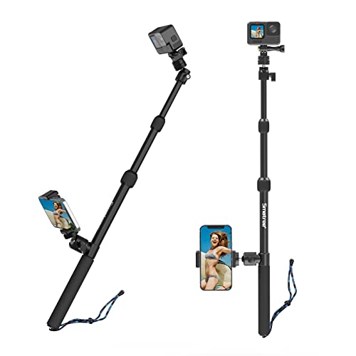 Smatree DS11S Extendable Selfie Stick/Monopod Compatible for G*Pro 12/11/10/9/8/7/6/Max/Session/G*PRO 2018/Ricoh Theta S/V/DJI OSMO Action Camera/Samsung Gear360/YI 4K