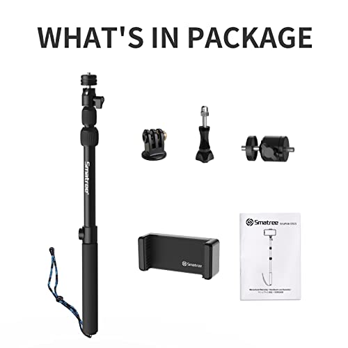 Smatree DS11S Extendable Selfie Stick/Monopod Compatible for G*Pro 12/11/10/9/8/7/6/Max/Session/G*PRO 2018/Ricoh Theta S/V/DJI OSMO Action Camera/Samsung Gear360/YI 4K