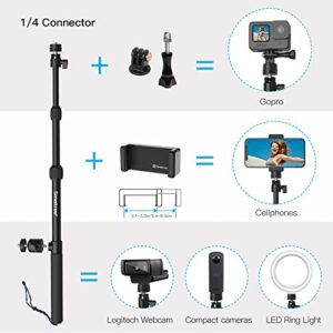 Smatree DS11S Extendable Selfie Stick/Monopod Compatible for G*Pro 12/11/10/9/8/7/6/Max/Session/G*PRO 2018/Ricoh Theta S/V/DJI OSMO Action Camera/Samsung Gear360/YI 4K