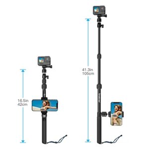 Smatree DS11S Extendable Selfie Stick/Monopod Compatible for G*Pro 12/11/10/9/8/7/6/Max/Session/G*PRO 2018/Ricoh Theta S/V/DJI OSMO Action Camera/Samsung Gear360/YI 4K