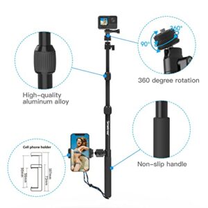 Smatree DS11S Extendable Selfie Stick/Monopod Compatible for G*Pro 12/11/10/9/8/7/6/Max/Session/G*PRO 2018/Ricoh Theta S/V/DJI OSMO Action Camera/Samsung Gear360/YI 4K