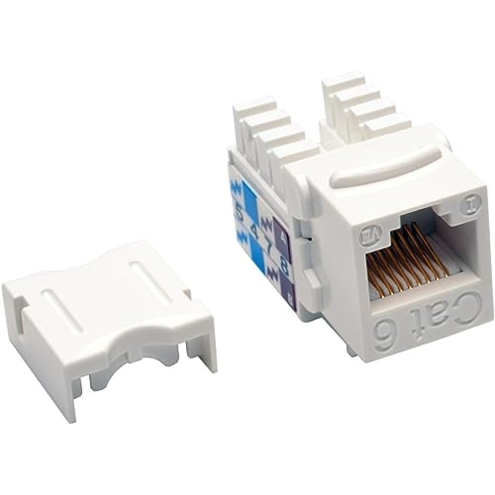 TRIPP LITE Cat6 Cat5e 110 Style Punch Down Keystone Jack, White, 25-Pack (N238-025-WH)